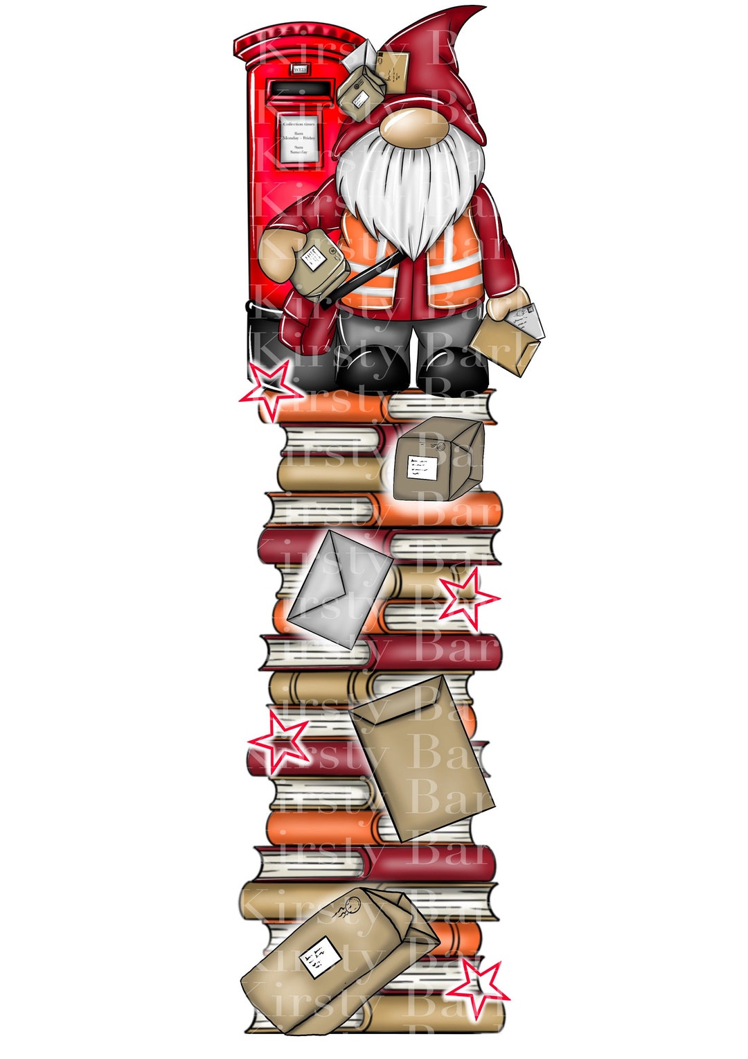 Postie Postman Gnome Gonk Bookmark Reader Reading Sublimation Design ...