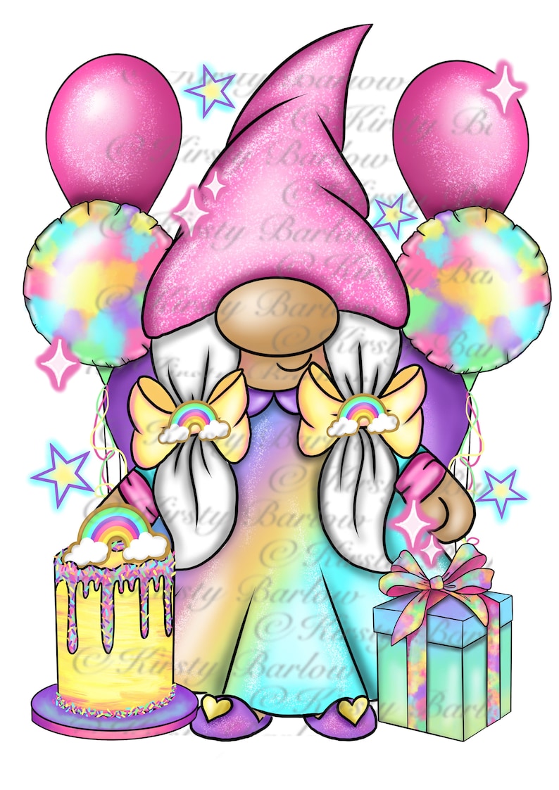 Birthday Girl Gonk Gnome Party Pink Rainbow Sublimation Design Clipart ...