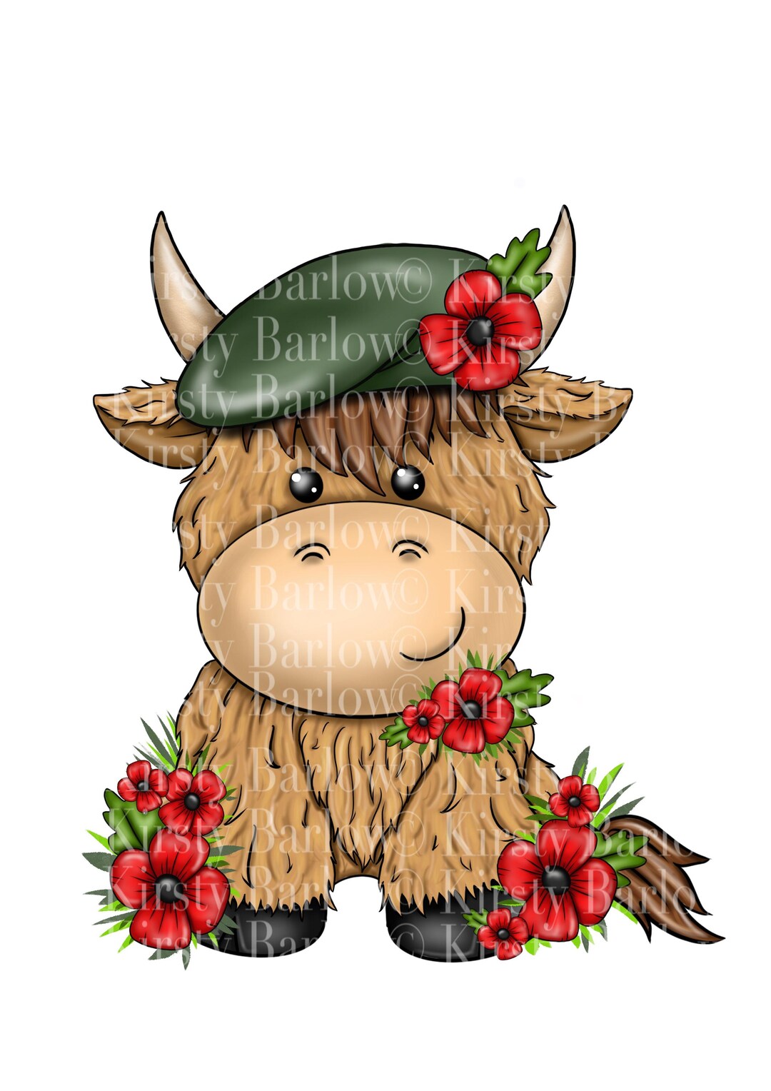 Remembrance Day Poppy Highland Cow Png Clipart Sublimation Design Farm ...