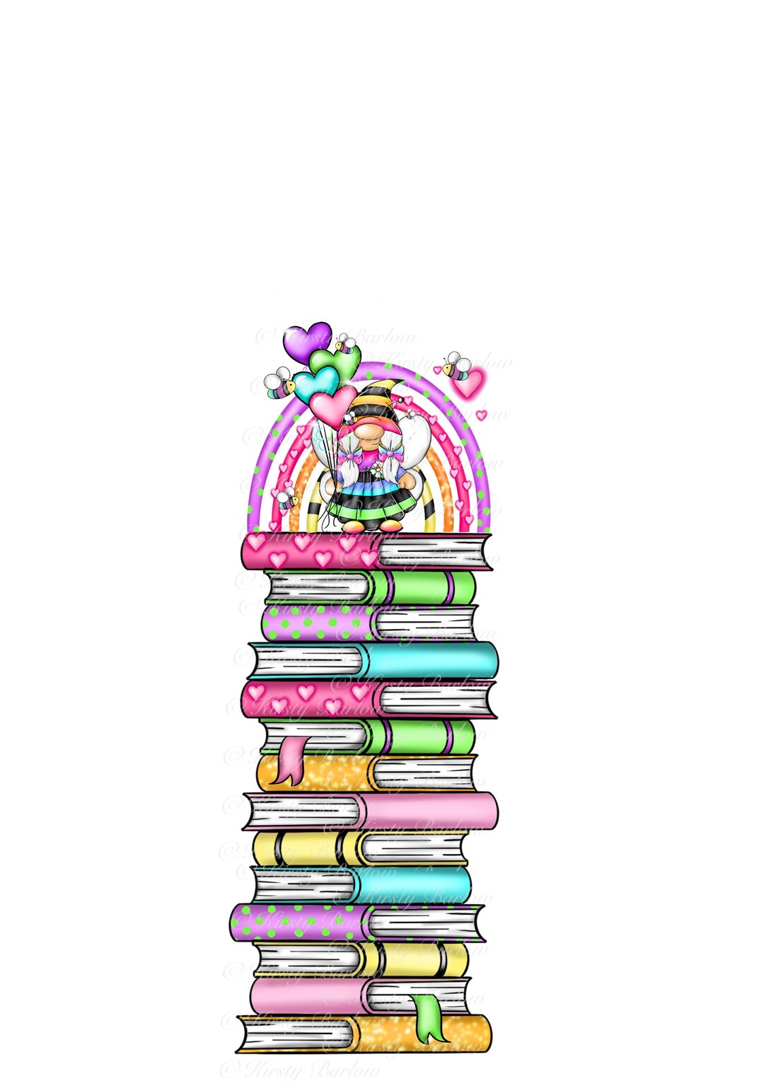 Rainbow Bee Gonk Gonkette Gnome Bookmark Design Clip Art Png File for ...