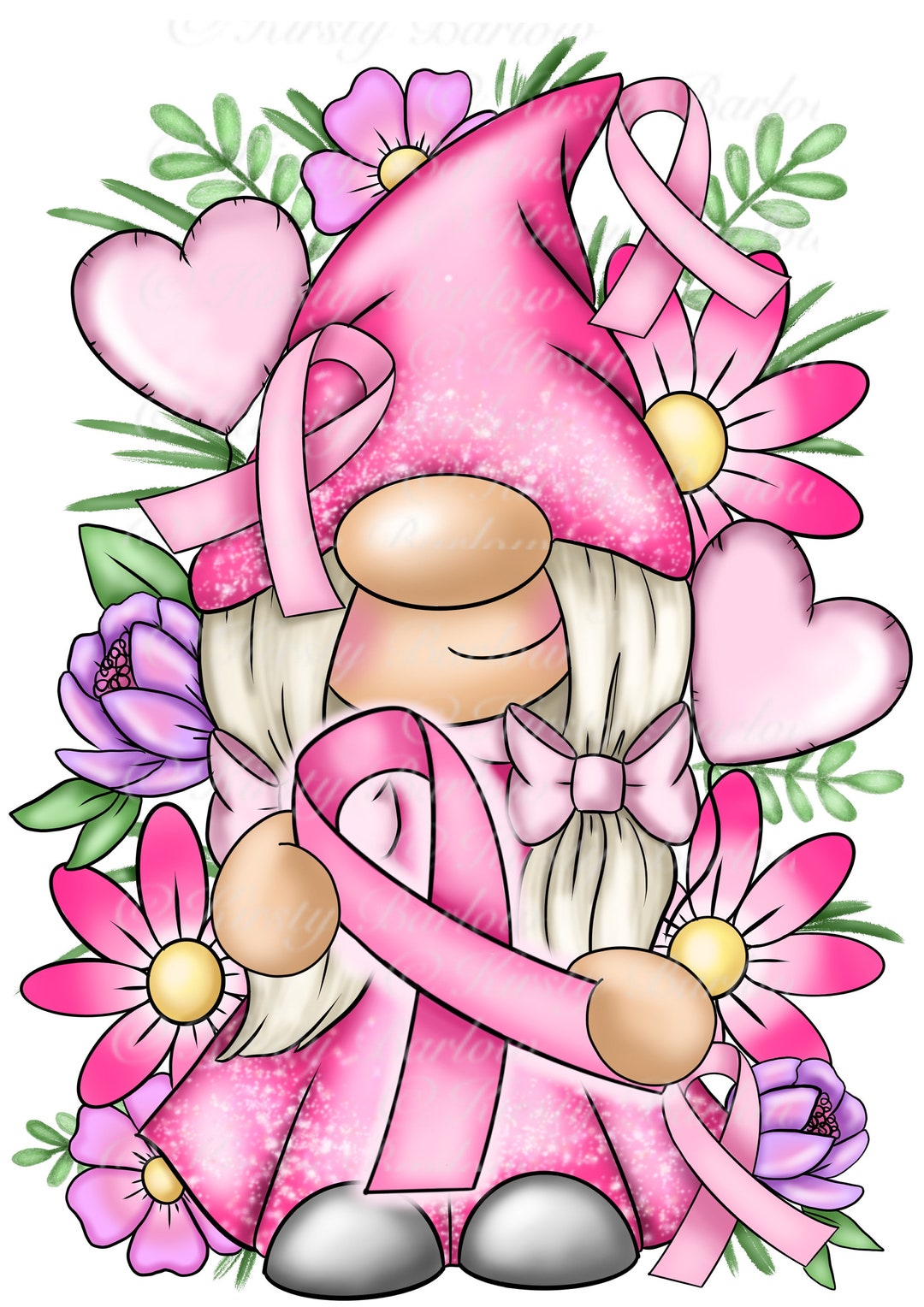 Breast Cancer Awareness Pink Ribbon Gonk Gnome Clip Art Sublimation ...