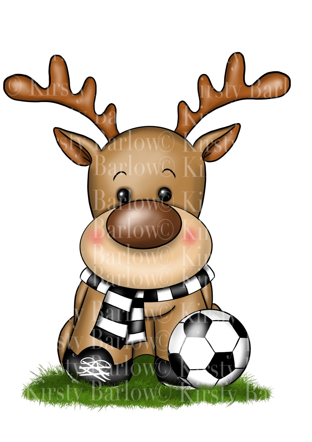 Cute Christmas Football Reindeer Clipart Sublimation Design Png Hand ...