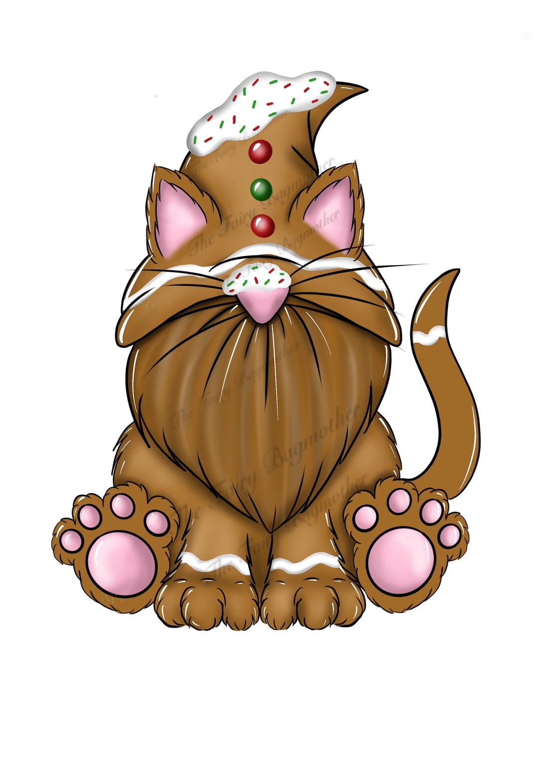Gingerbread Cat Gonk Gnome Christmas Png Clip Art File for Sublimation ...