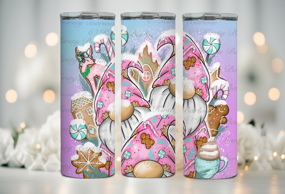 Christmas Gingerbread Gonk Gnome Pink Tumbler Wrap Sublimation Design ...