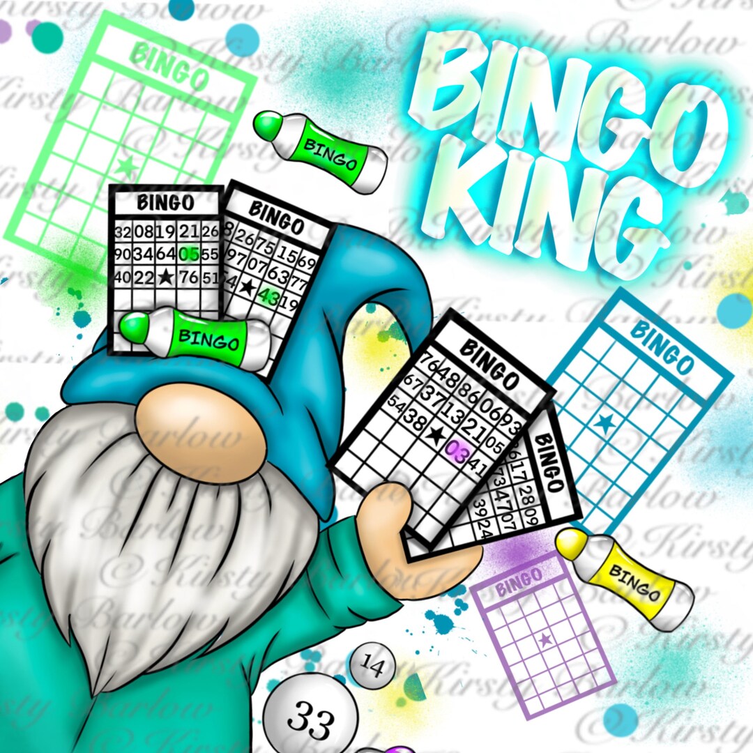 Bingo King Gonk Gnome Square Coaster Design Clip Art Sublimation Png ...