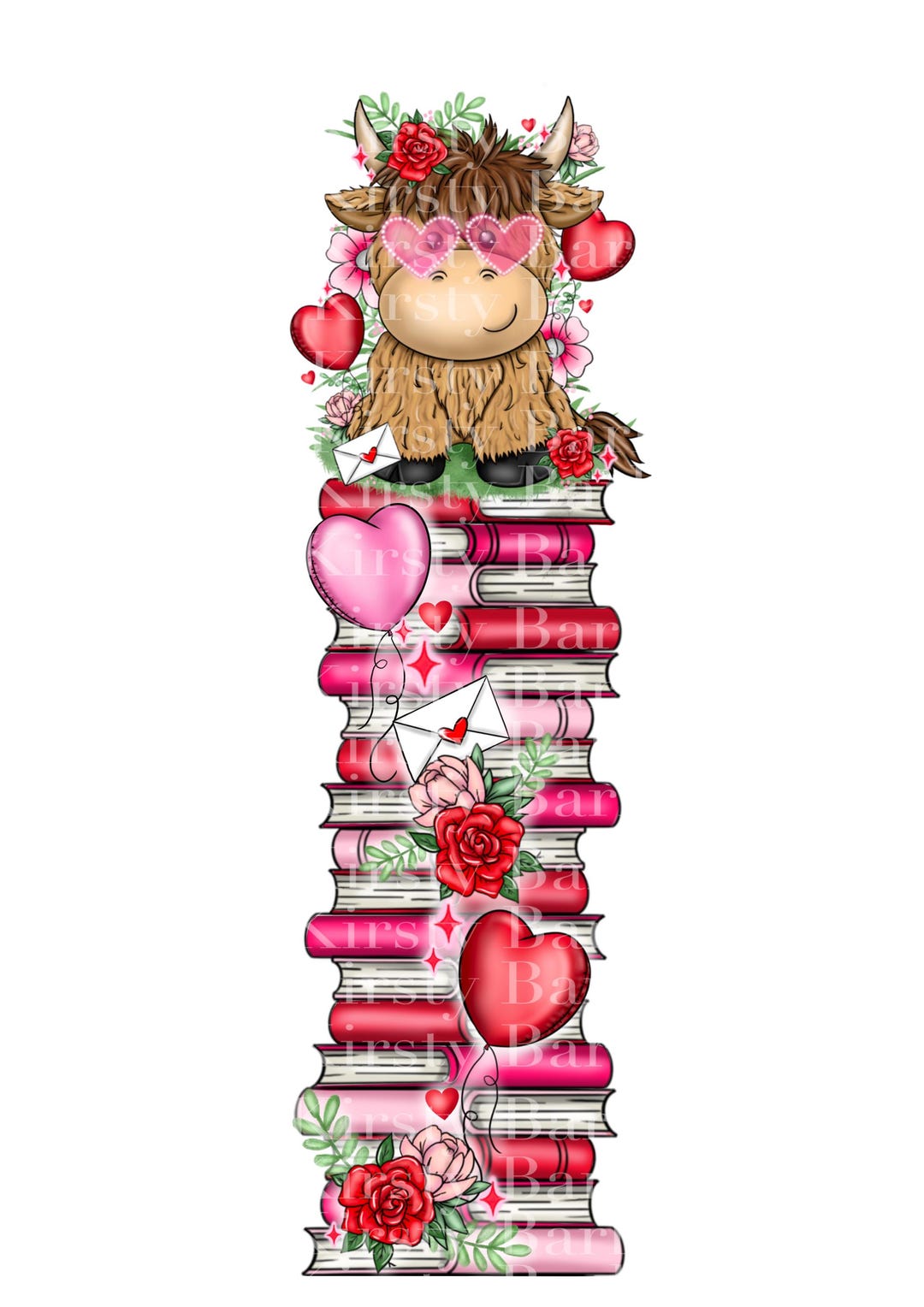Highland Cow Valentines Love Romance Bookish Bookmark Design ...