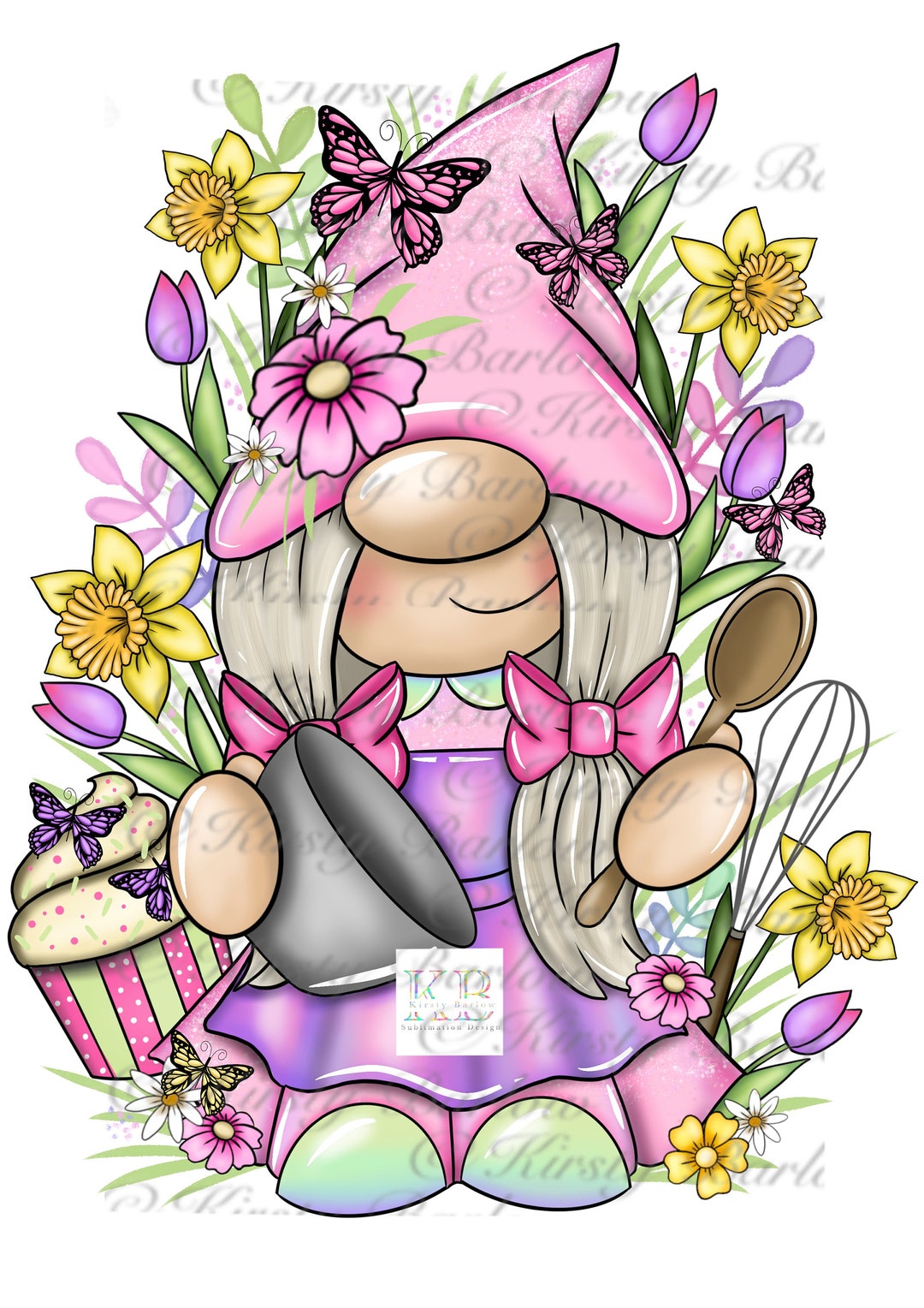 Spring Baker Gonk Gnome Flowers Daffodils Tulips Clip Art Png ...