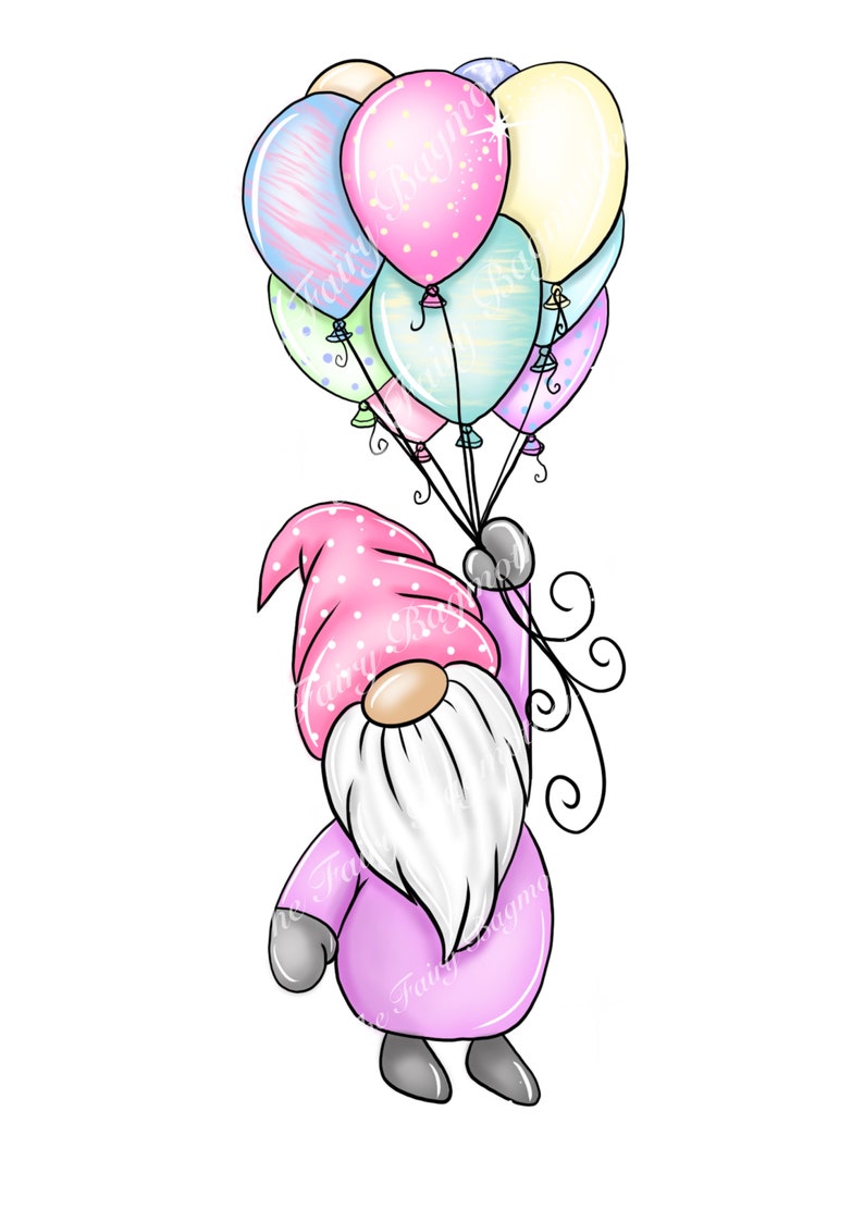 Floating Balloon Gonk Gnome Birthday Png Clip Art File for Sublimation ...