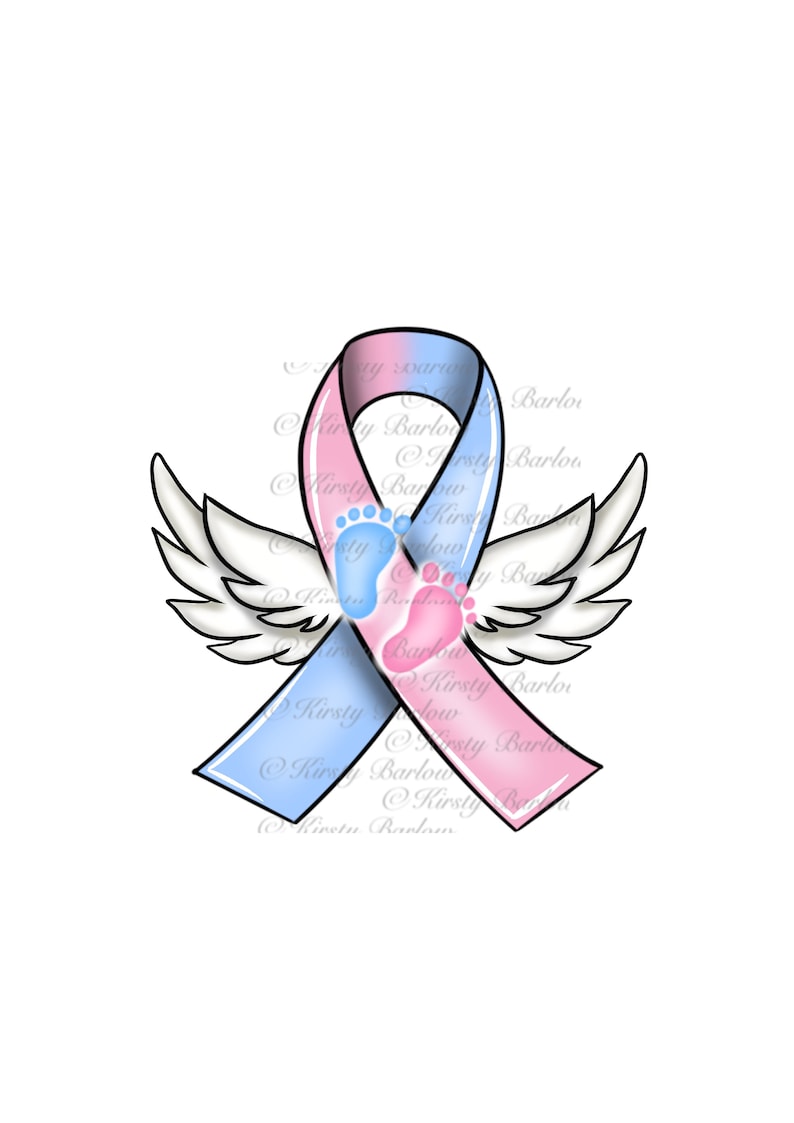 Baby Loss Ribbon Clip Art Sublimation Design Pink Blue in Loving Memory ...