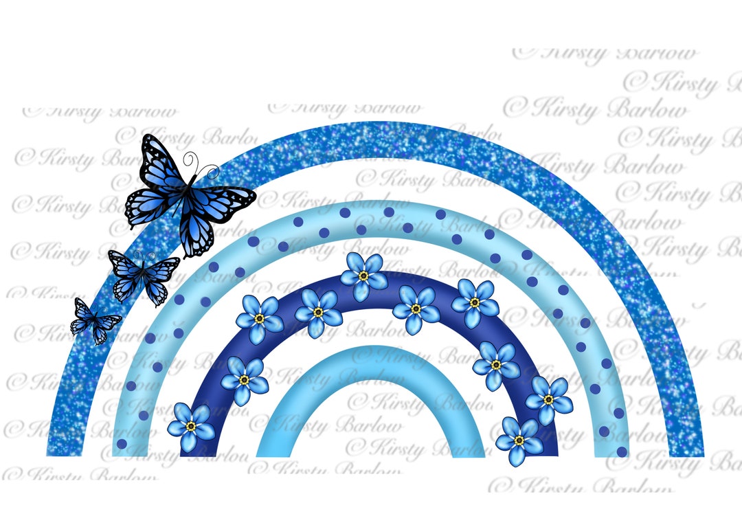Blue Forget Me Not Awareness Rainbow Sublimation Design Clip Art ...