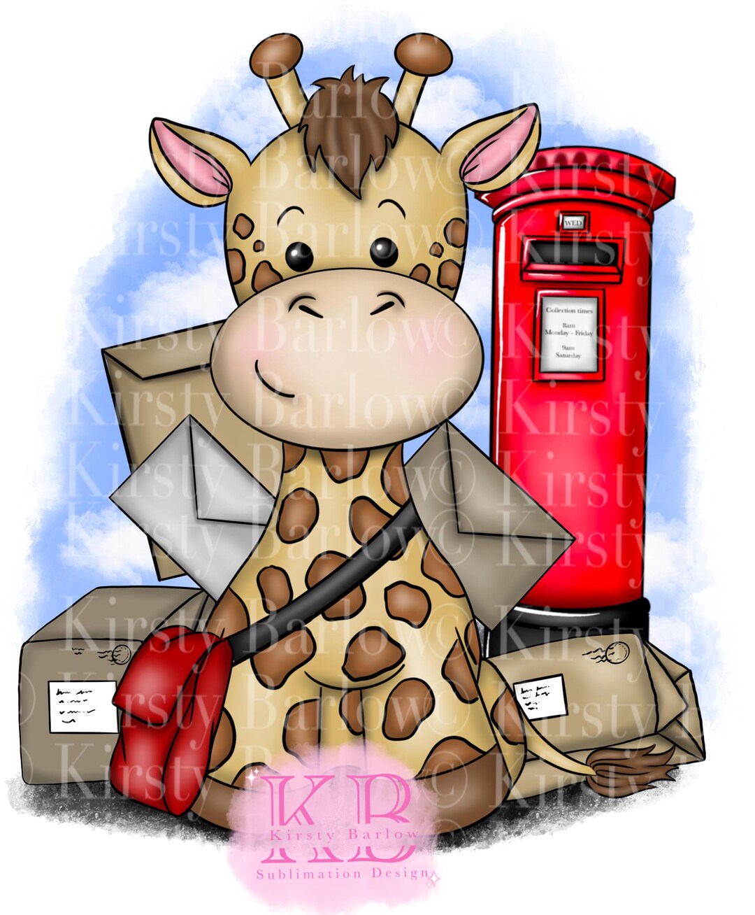 Postie Postman Giraffe Png Clipart Sublimation Design Animal Hand Drawn ...