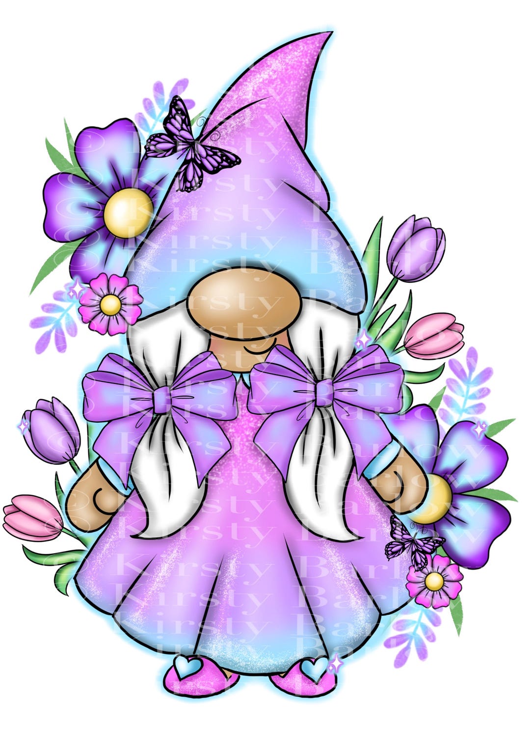 Purple Spring Flowers Gnome Gonk Gonkette Png Clipart Sublimation ...