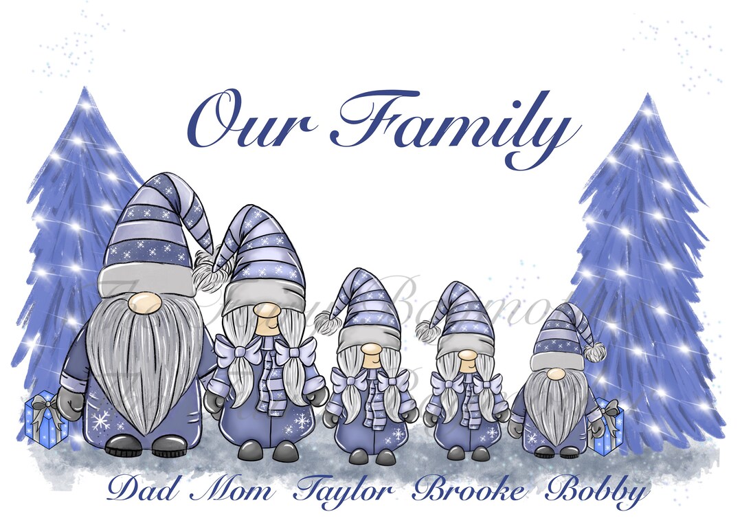 Blue Christmas Gnome Gonk Family Png Clip Art Set for Sublimation or ...