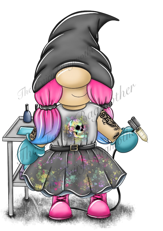 Female Gonkette Tattooist Gnome Gonk Png Clip Art File for - Etsy