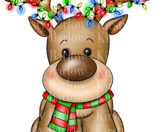 Cute Christmas Reindeer PNG Clipart | Hand Drawn Digital Art ...