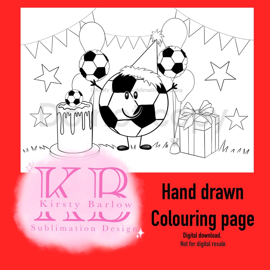 Cute Football Birthday Party Colouring Page Coloring Cosy Kids Adult ...