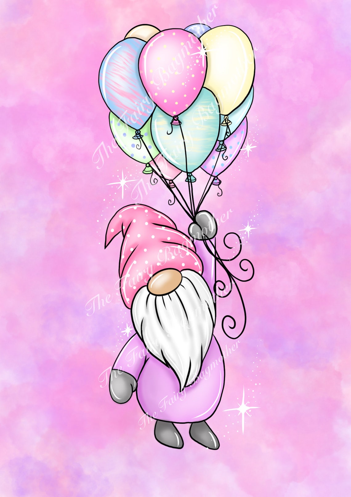 Floating Balloon Gonk Gnome Birthday Png Clip Art File for | Etsy