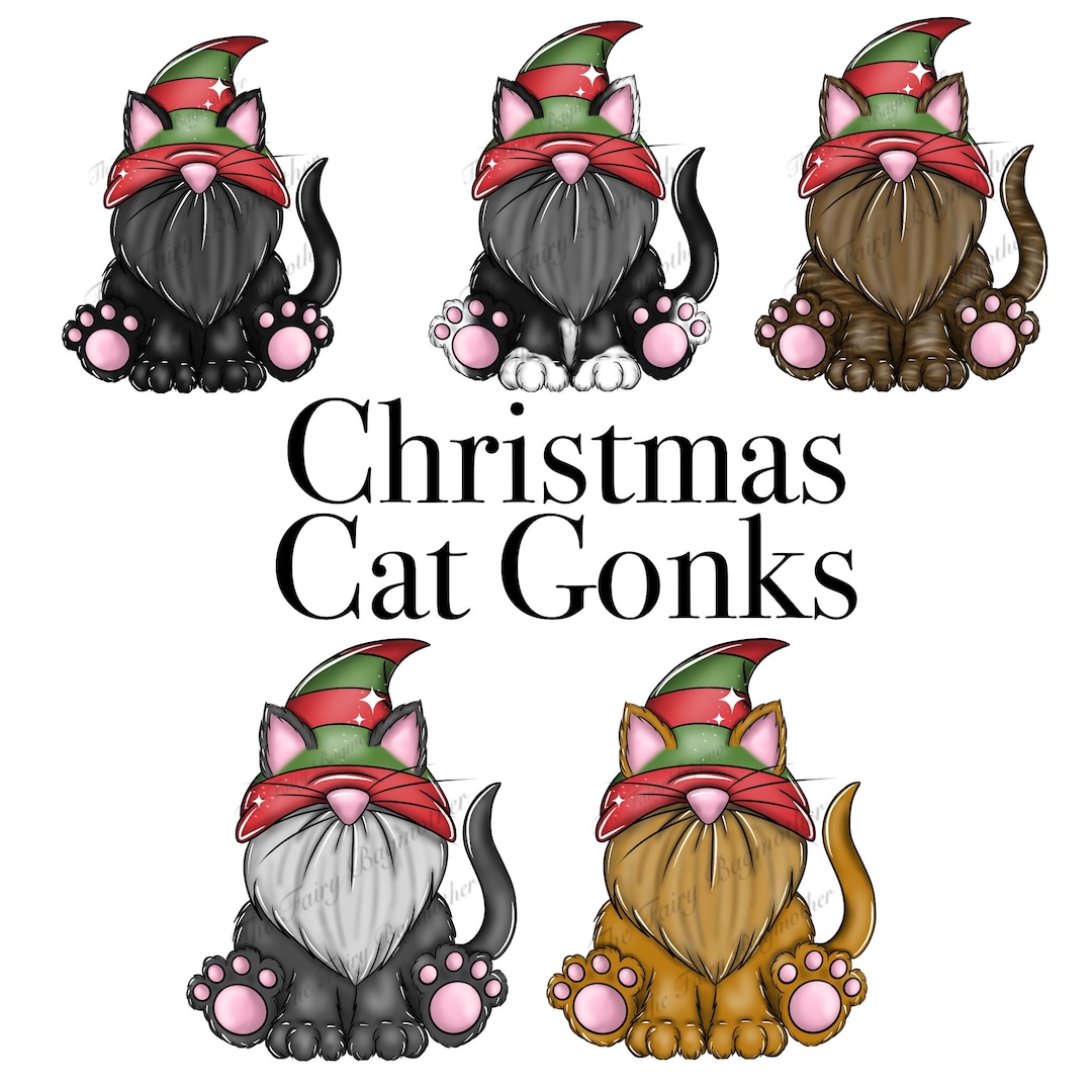 Red and Green Christmas Cat Gonk Gnome Png Clip Art Files Designs for ...