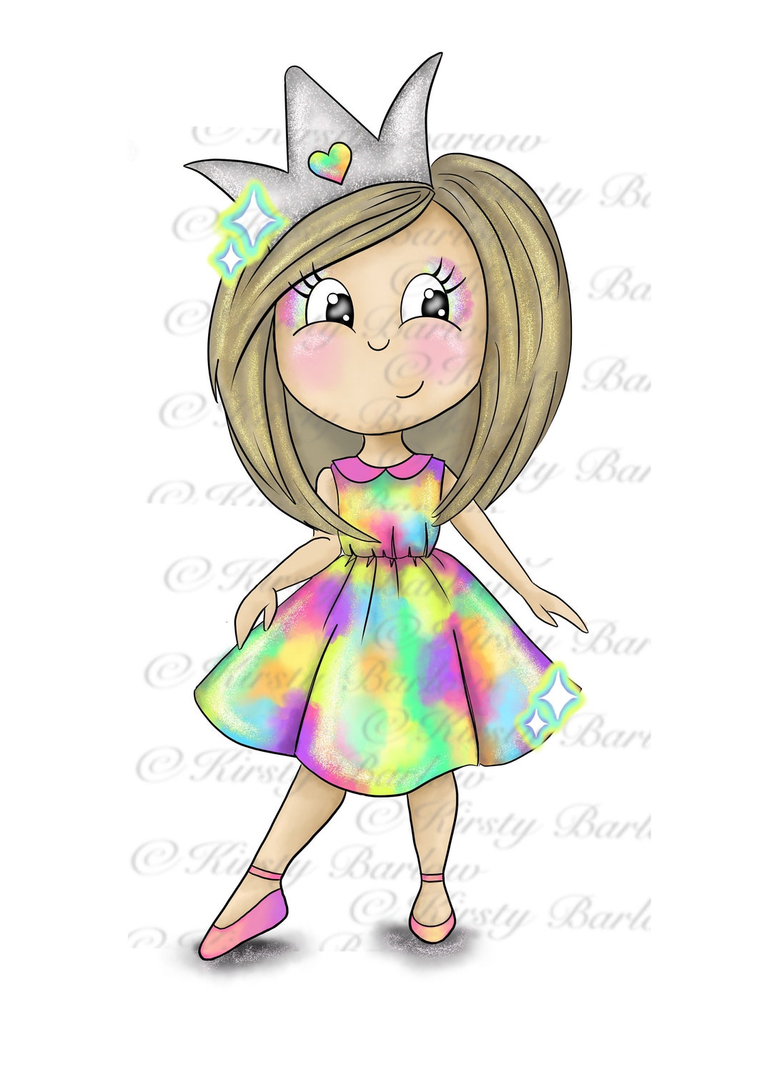 Girl Rainbow Princess Clip Art Illustration Sublimation Design Png With ...