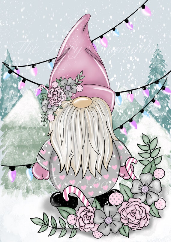 Christmas Scene Pink and Grey Gnome Gonk Png Clip Art File for - Etsy UK