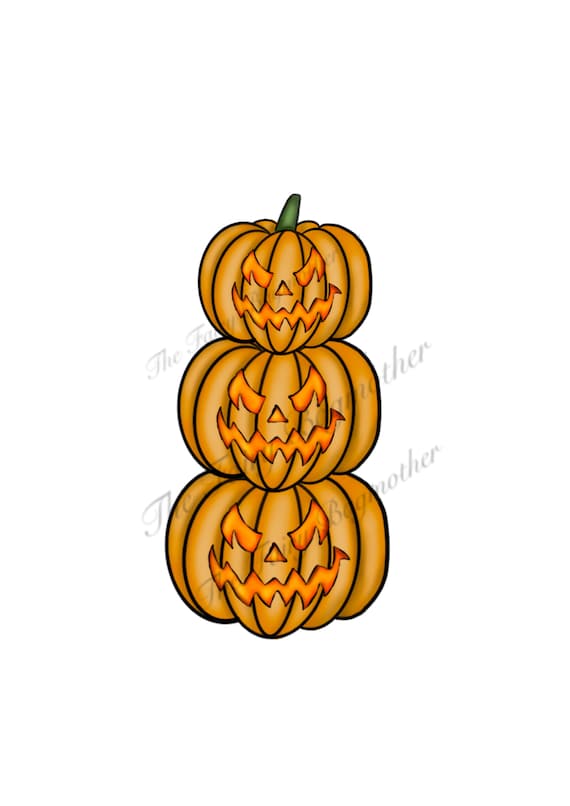 Halloween Spooky Pumpkin Stack Png Clip Art File Design for - Etsy