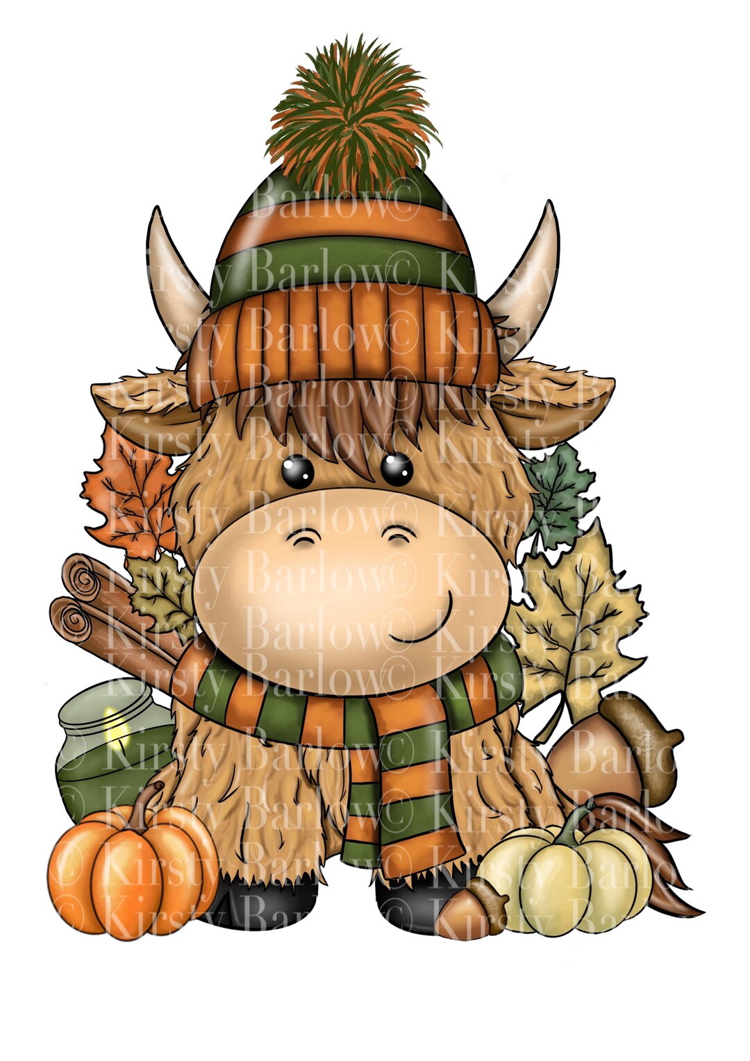 Autumn Pumpkin Highland Cow Png Clipart Sublimation Design Farm Animal ...