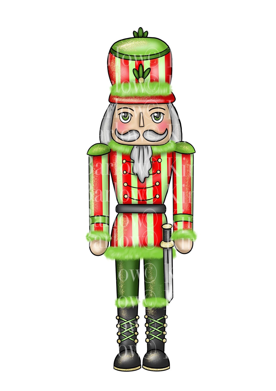 Green and Red Christmas Nutcracker Png Clipart Design Png Sublimation ...