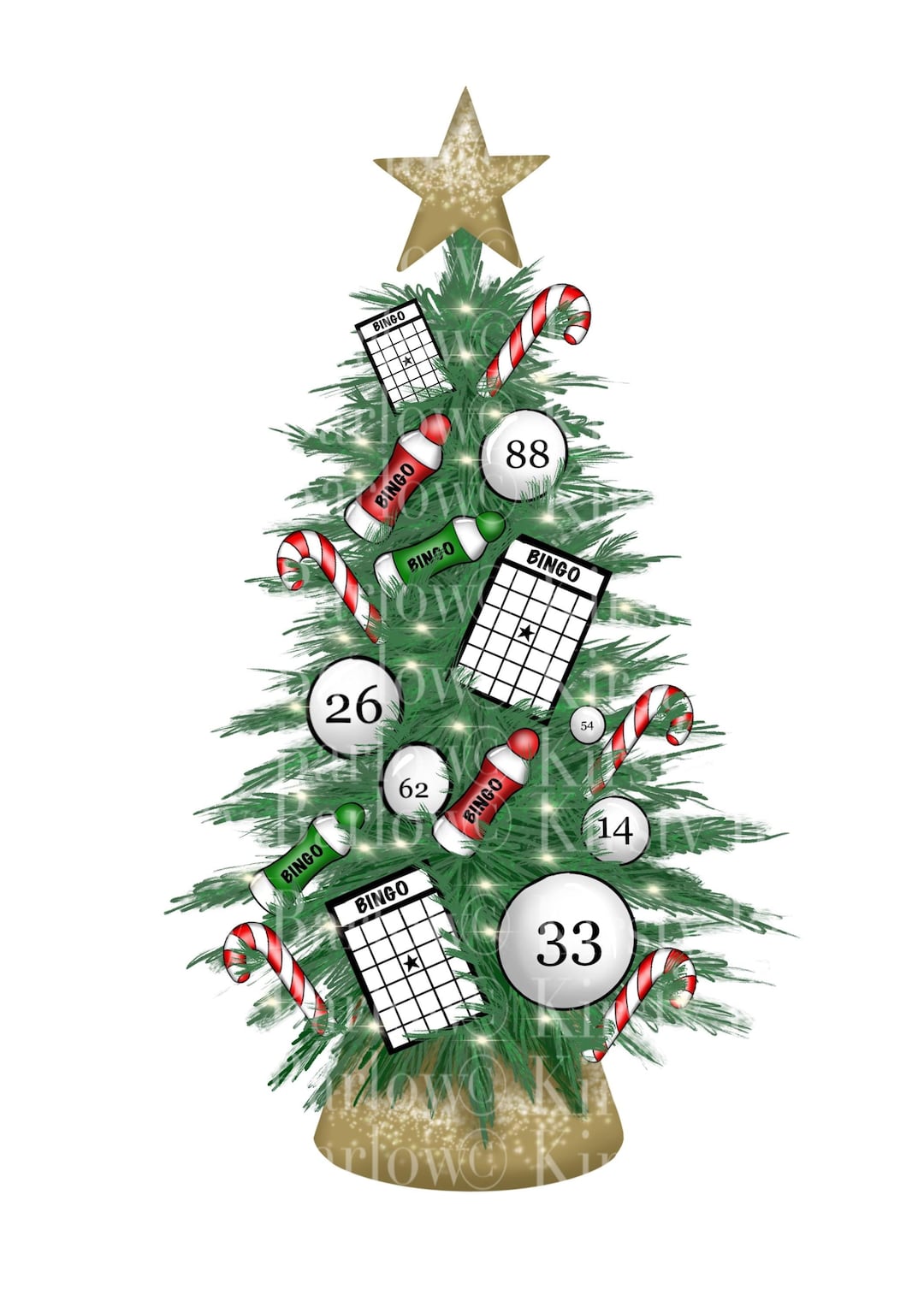Bingo Christmas Tree Clipart Png File Sublimation Design Instant ...
