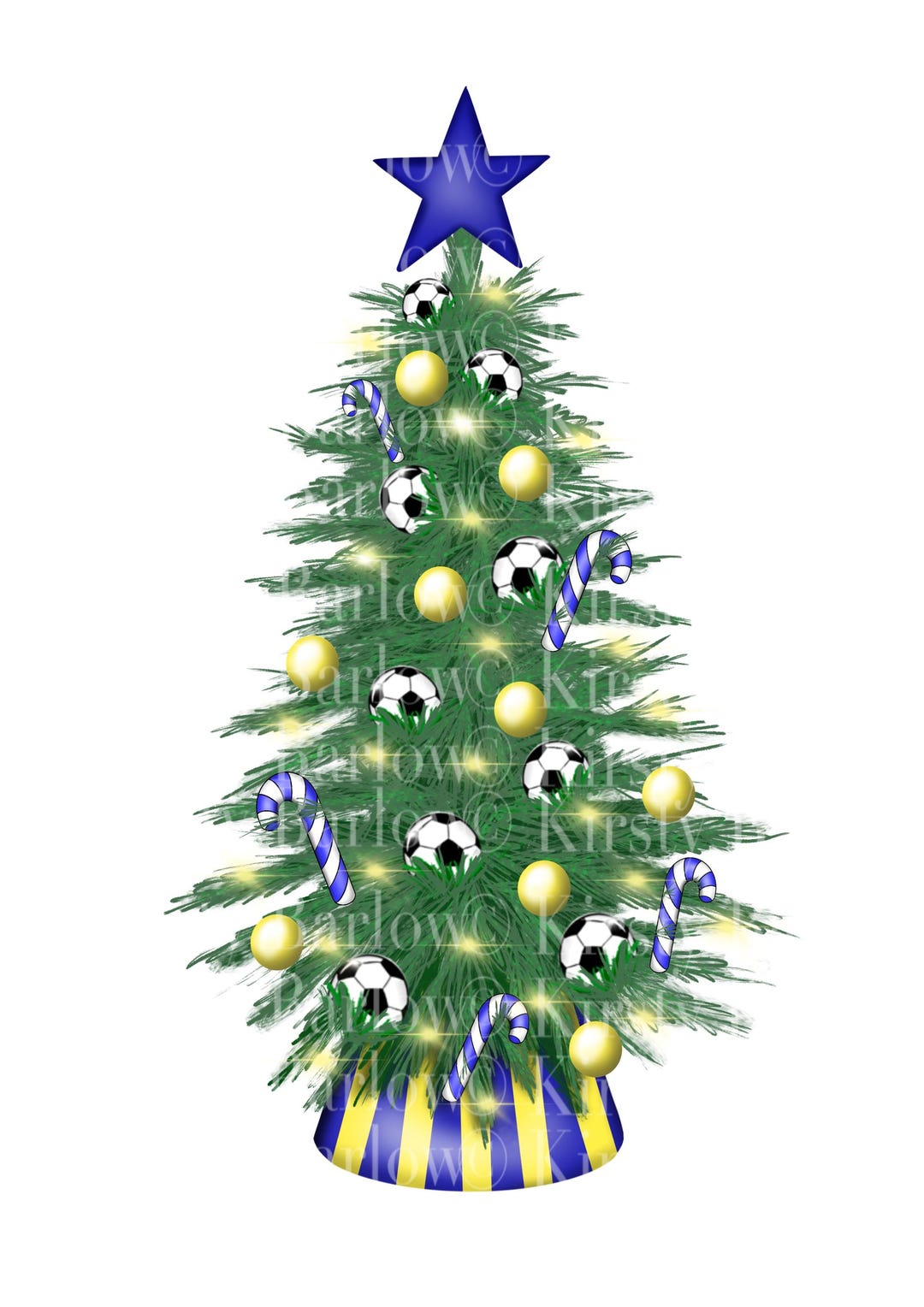 Blue and Yellow Football Christmas Tree Clipart Png Sublimation Design ...