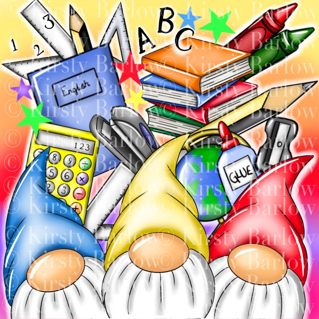 Teacher Gnome Gonk Trio Coaster Card Square Clipart Sublimation Design ...