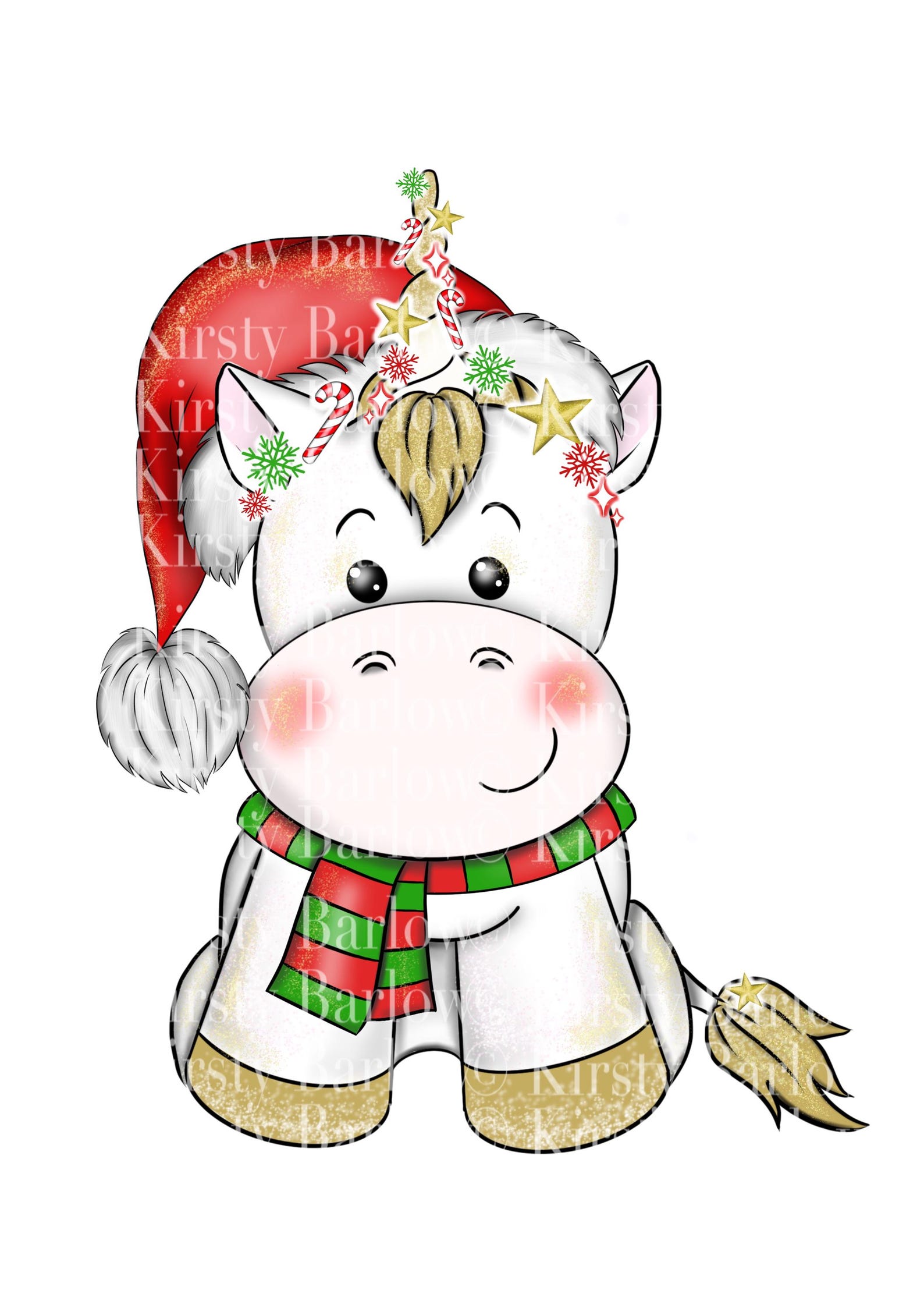 Christmas Unicorn Clipart Png Sublimation Design Instant Download Hand ...