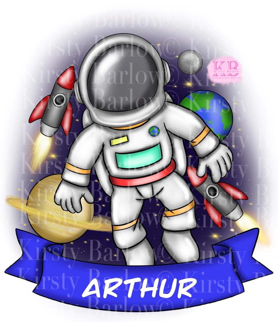 Spaceman Astronaut Clipart Png Sublimation Design Hand Drawn Digital ...