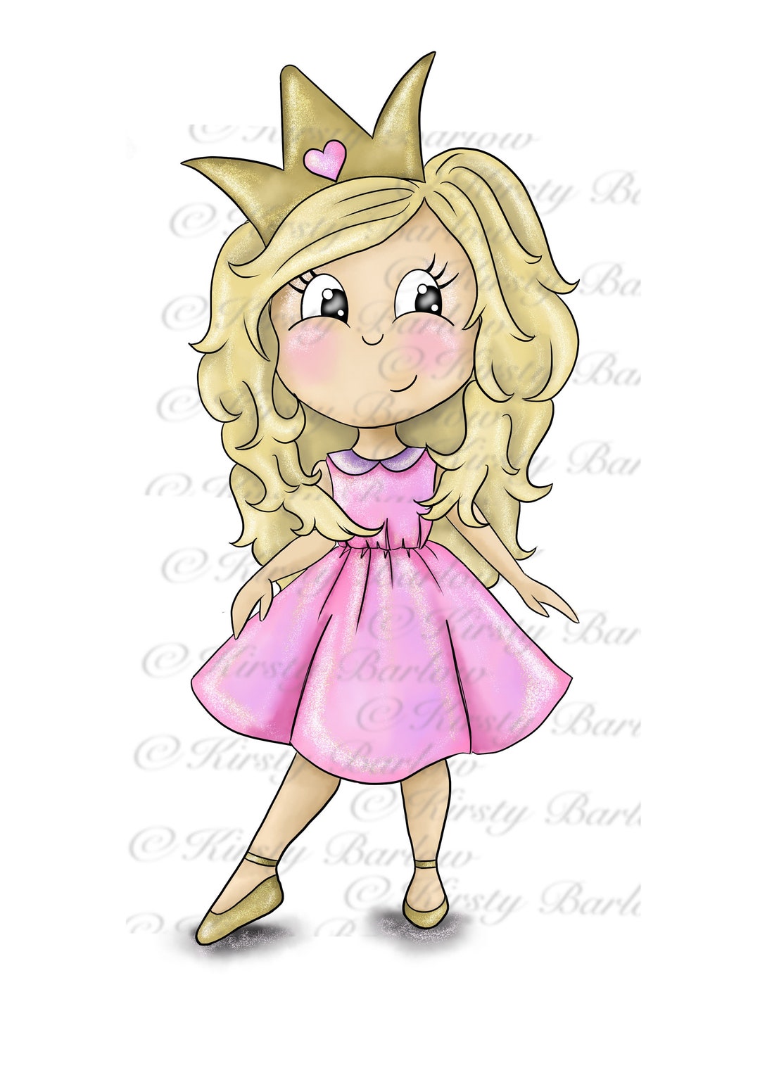 Princess Pink Girl Cartoon Illustration Clip Art PNG Sublimation Design ...