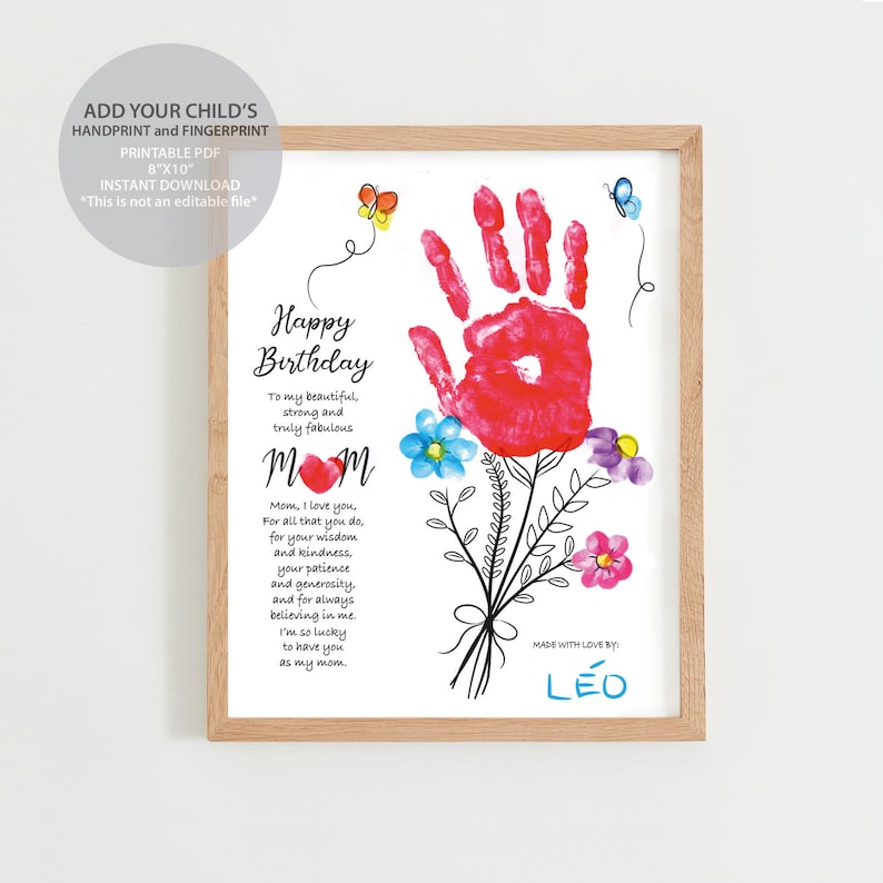 Printable Happy Birthday Handprint and Fingerprint Art, Handprint ...