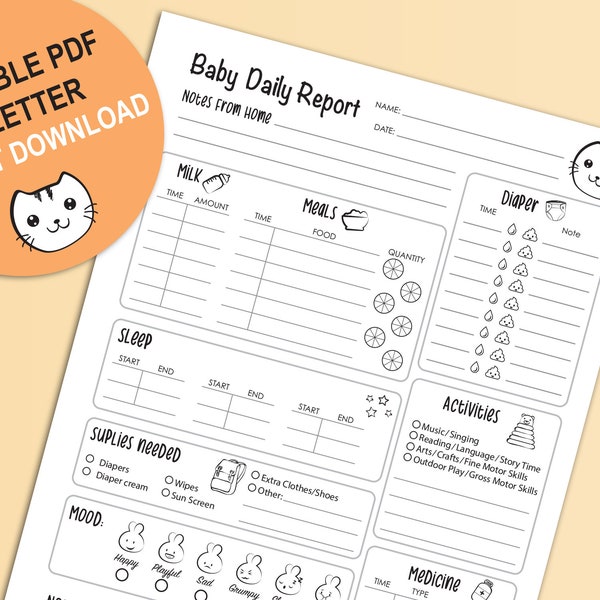 Toddler Daily Report - Etsy