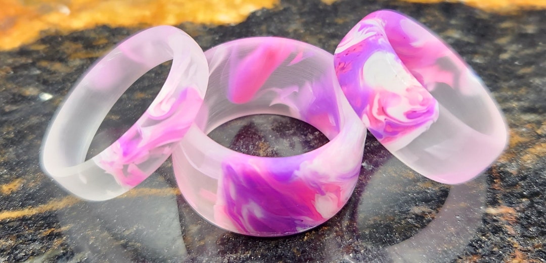 Pink UV Reactive Ring | Glows Under Black Light | Handmade Rave Jewelry ...