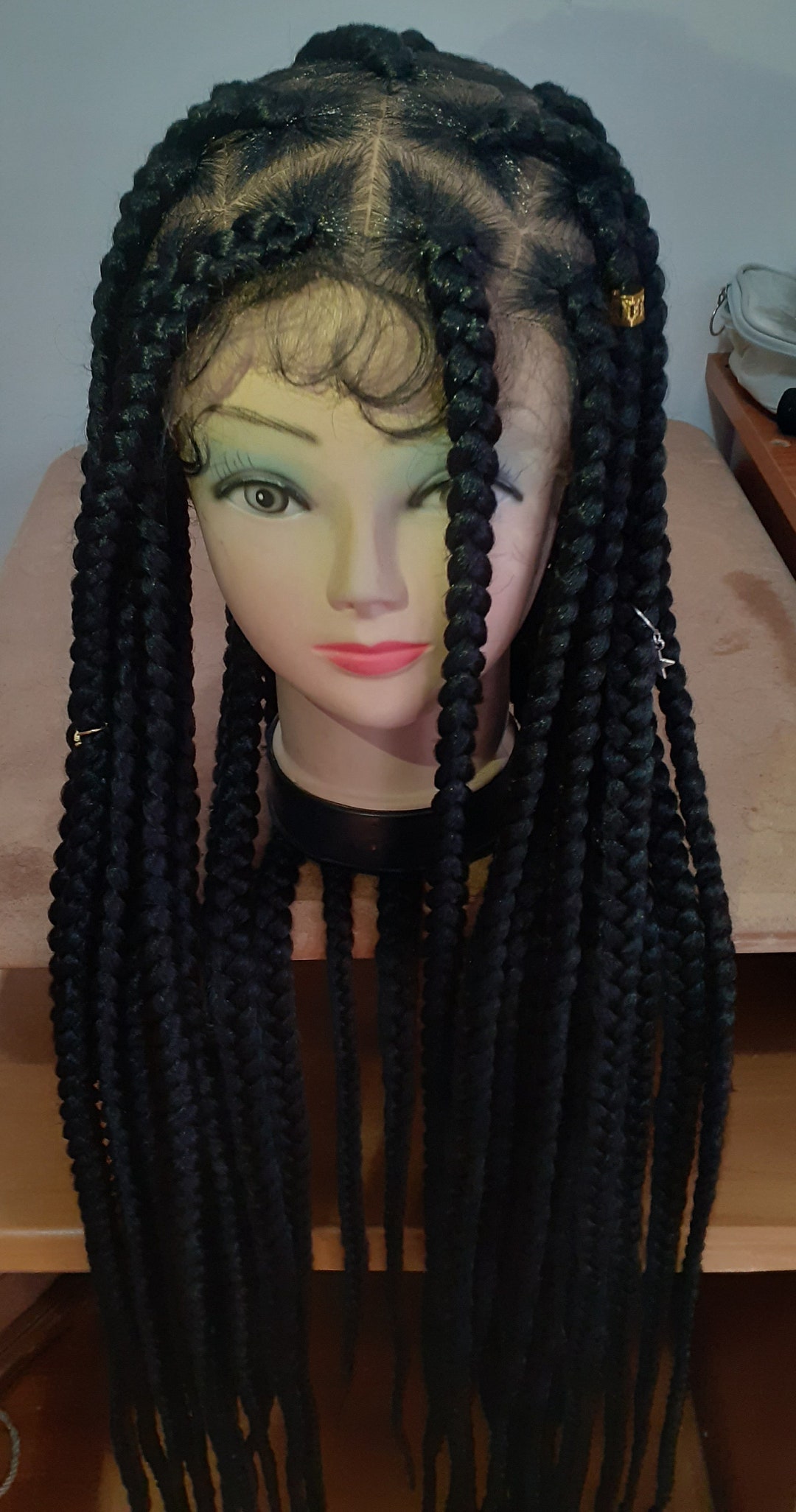 Full Lace Braided Knotless Big Box Braids Wig. 36 Inches - Etsy