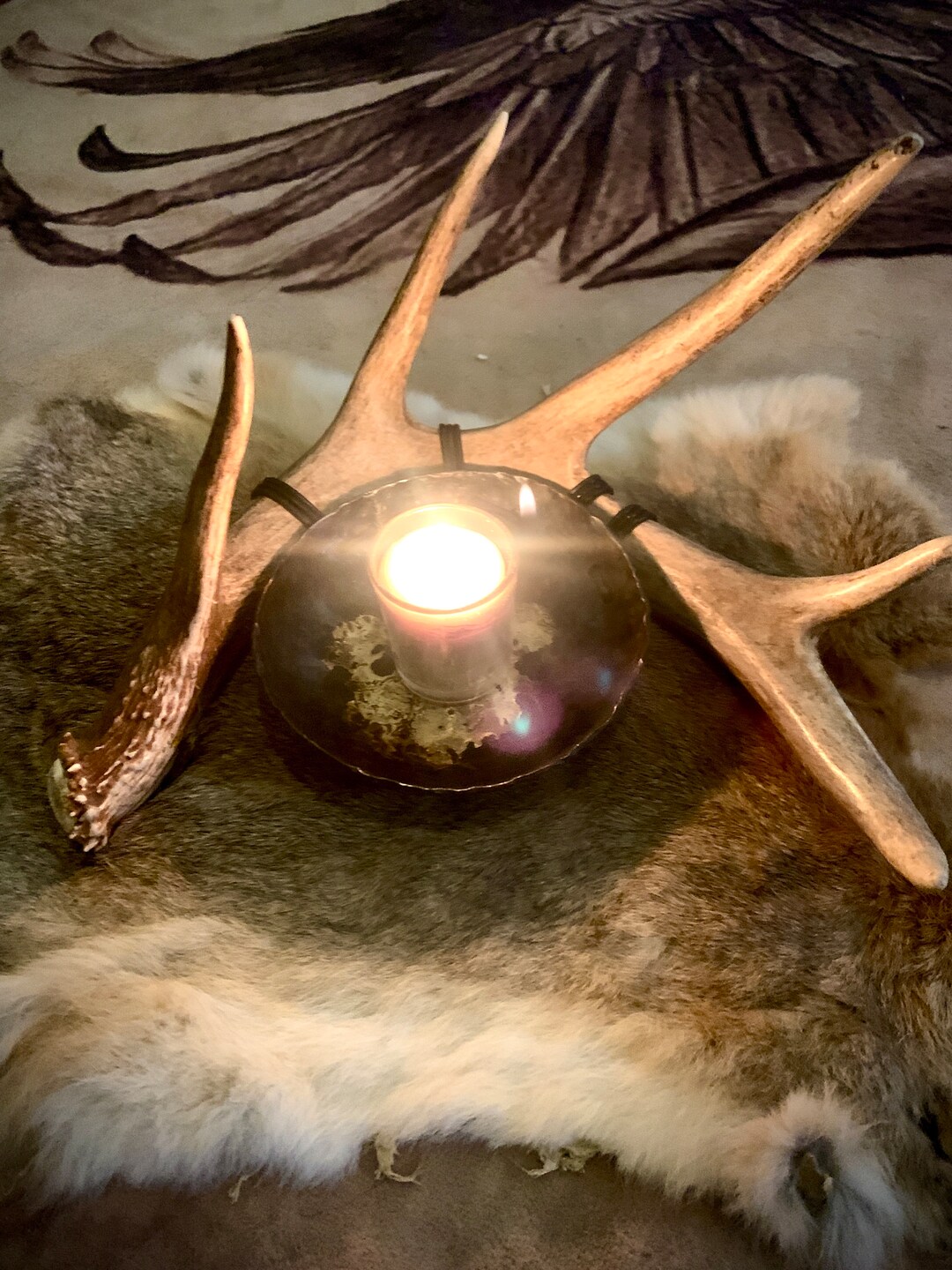 Hand Forged Altar Bowl/offering Bowl W/whitetail Deer Antler - Etsy
