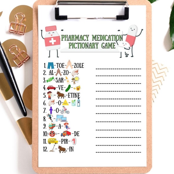 Pharmacy Pictionary Game - Etsy