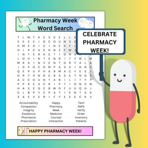 Pharmacy Week Word Search: Fun Team Game (PDF Download) - Etsy