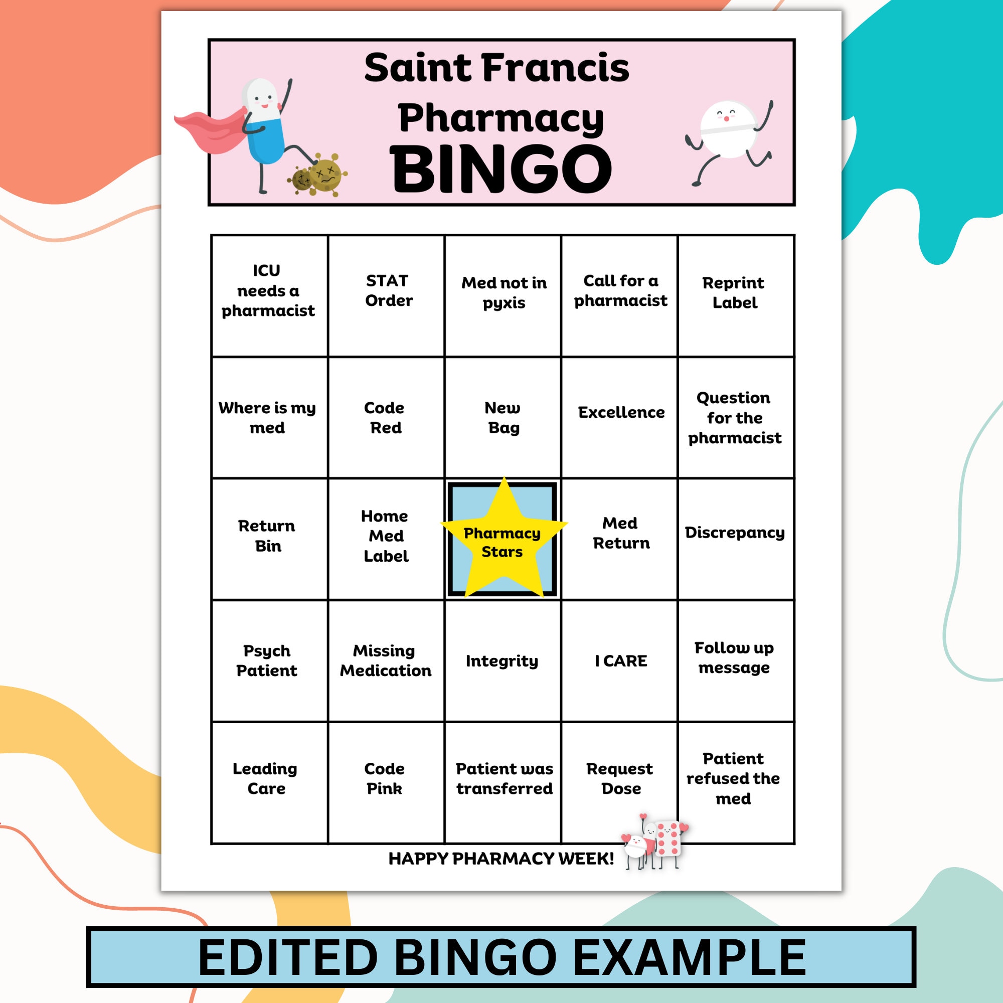 Editable Hospital Pharmacy Bingo Game: 30 Cards (PDF Download) - Etsy