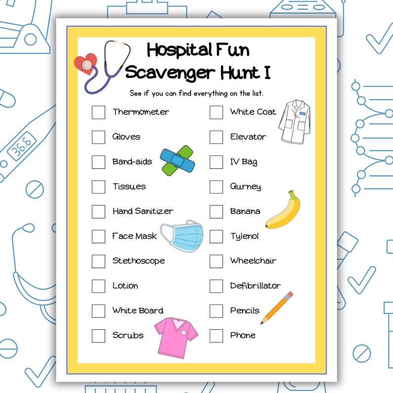 Hospital Fun Scavenger Hunt Game: Nurse Week Activity (PDF Download) - Etsy