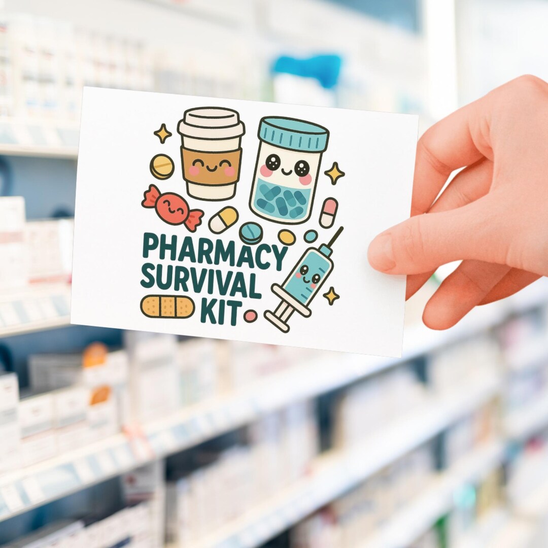 Kawaii Pharmacy Survival Kit Print: Gift Tag, Wall Art (digital ...