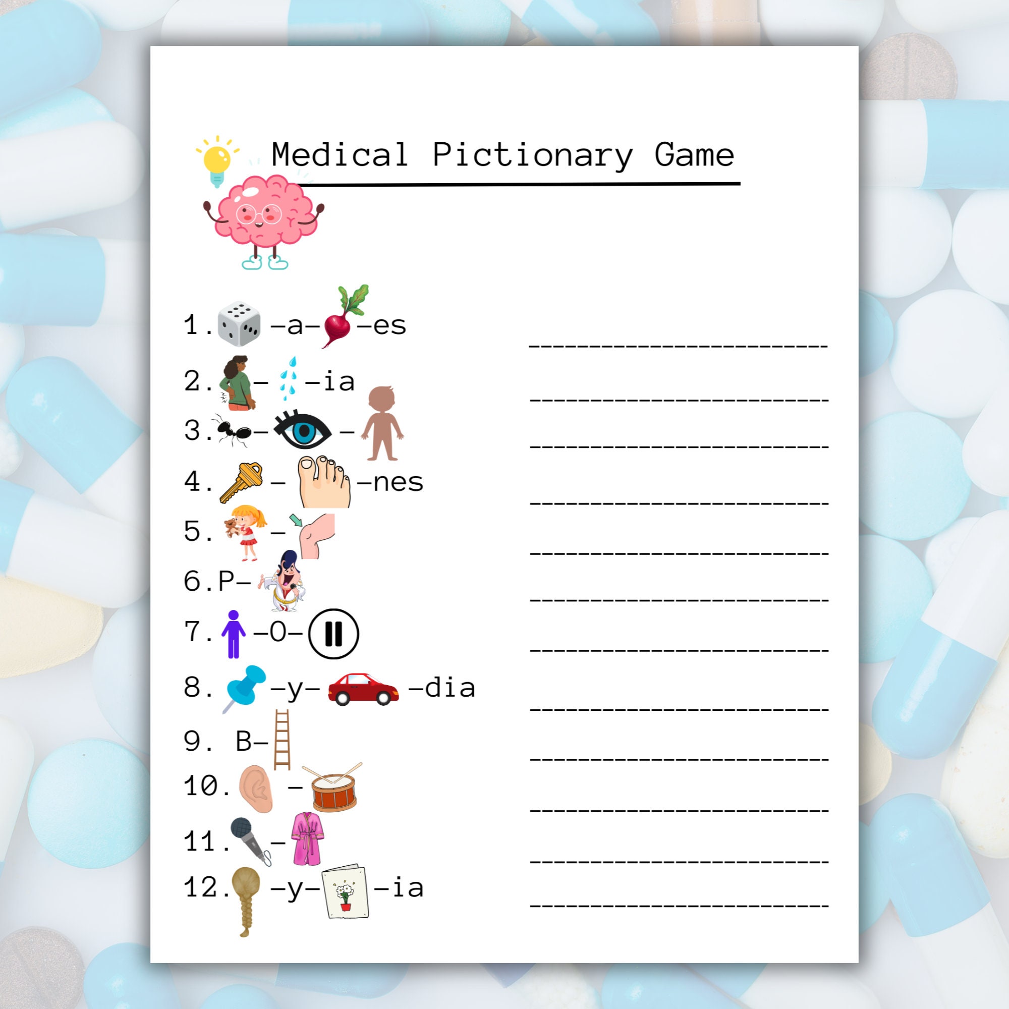2 Medical Pictionary Games+answer Key*medical*nursing*pharmacy ...