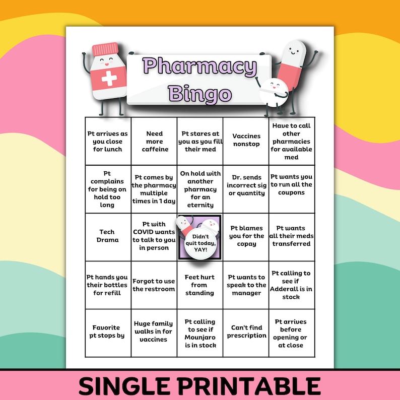 Editable Pharmacy Bingo Game: Fun Work Activity (single PDF) - Etsy