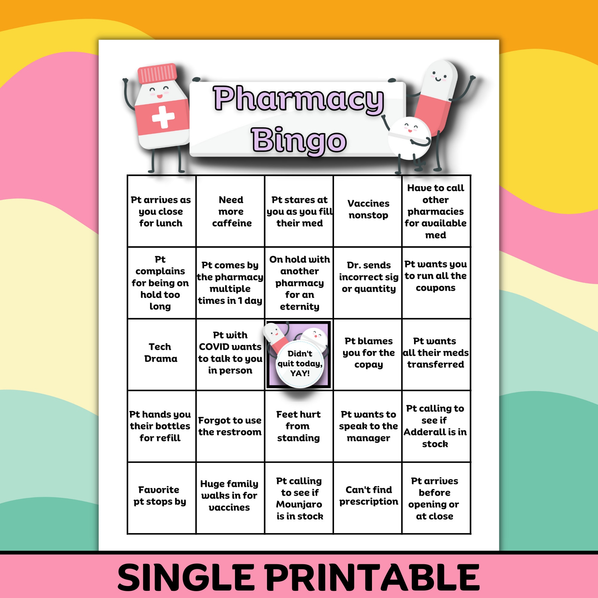 Editable Pharmacy Bingo Game: Fun Work Activity (single PDF) - Etsy