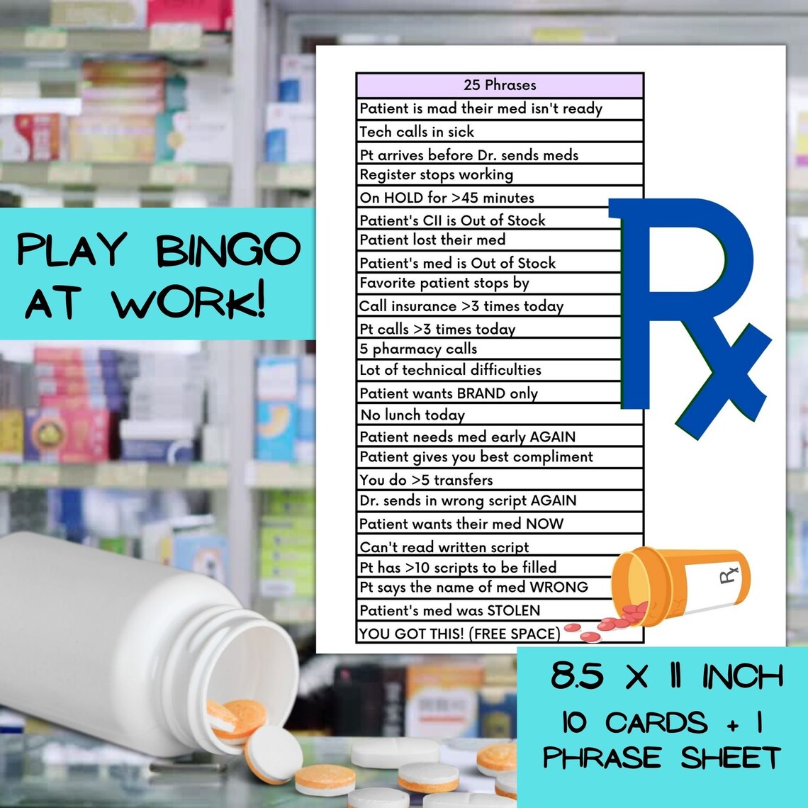 Pharmacy Work Bingo: 10 Randomized Cards (PDF Digital Download) - Etsy