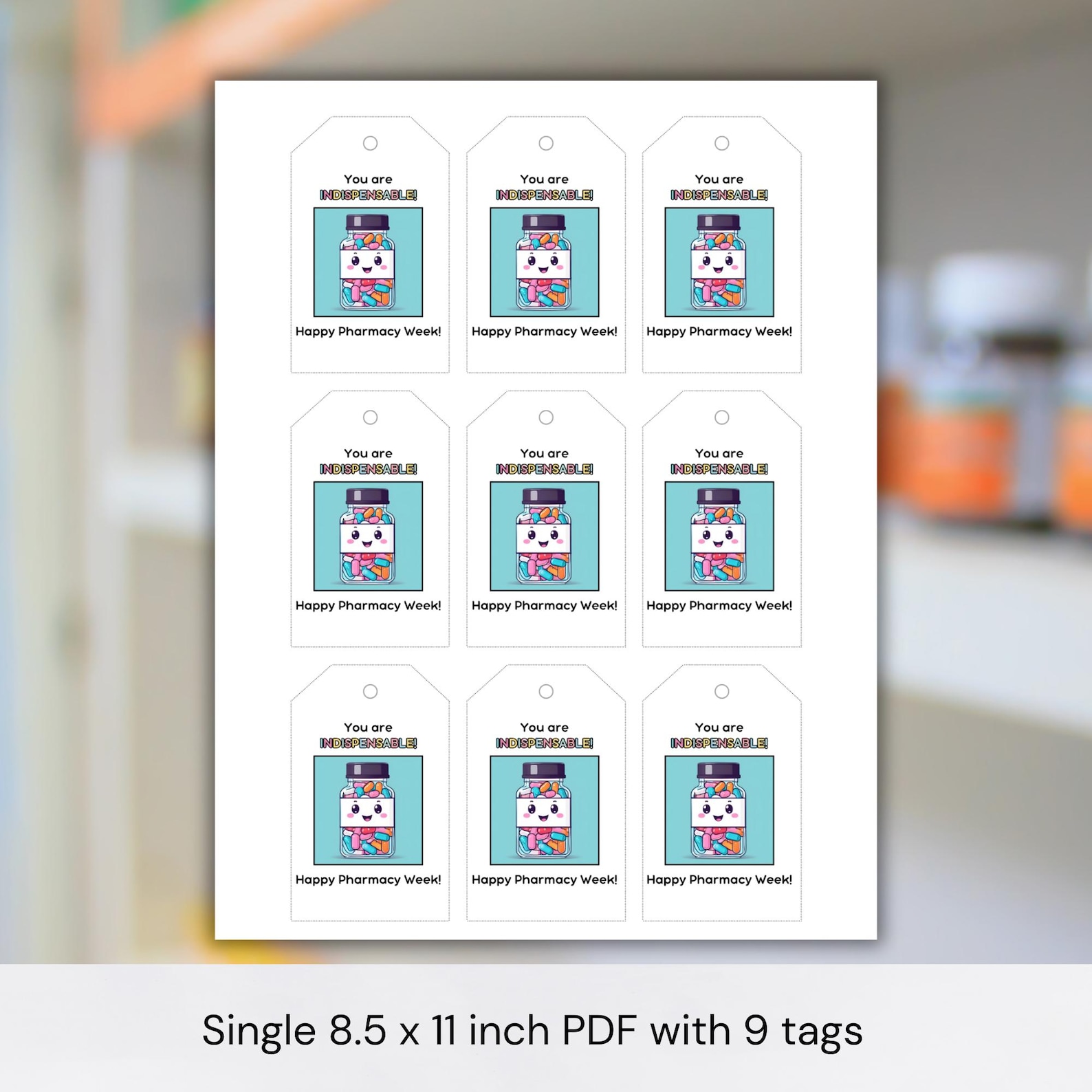 Pharmacy Week Gift Tags: Employee Appreciation Printables (digital ...