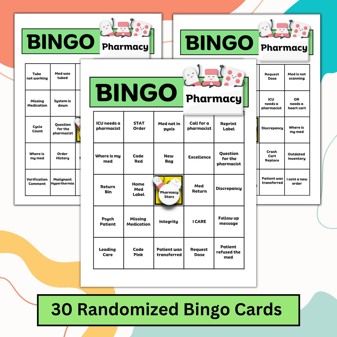 Editable Hospital Pharmacy Bingo Game: 30 Cards (PDF Download) - Etsy