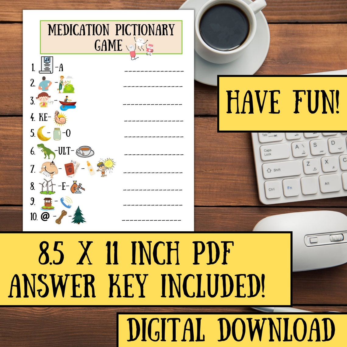 Medication Pictionary Game With Answer Key*pharmacy/hospital/school ...